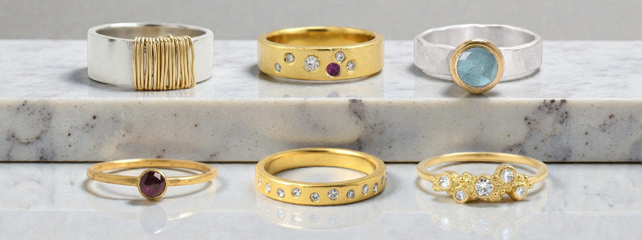 Handcrafted Rings Gold Silver Gemstones | Artisan Rings | J+I Jewelry ...