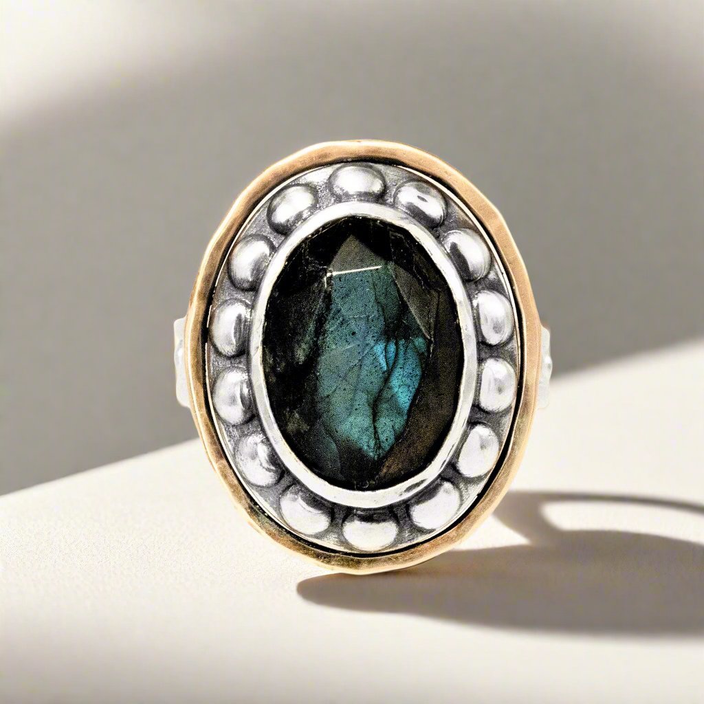 Northern Lights Labradorite Ring Mixed Metal | Statement | J+I