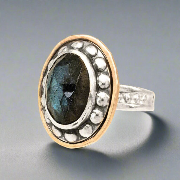 Northern Lights Labradorite Ring Mixed Metal | Statement | J+I