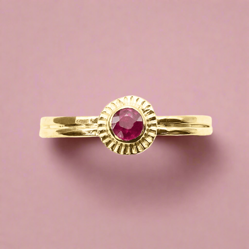 Radiant Ruby Circle Ring