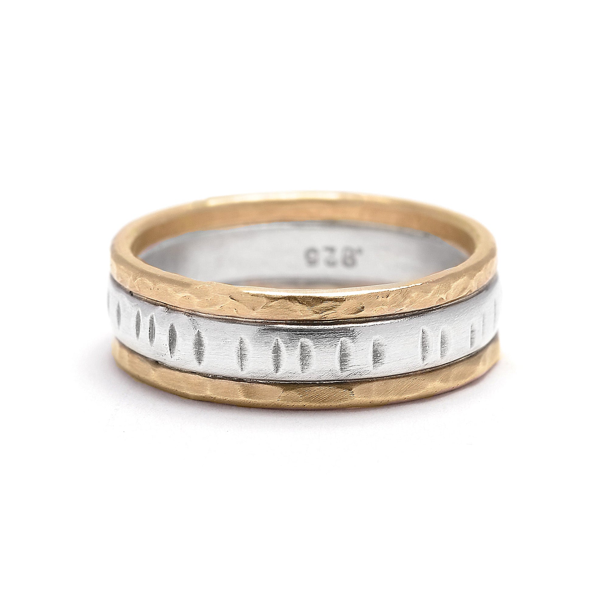 Textured Mixed Metal Band - Rings By J+I Jewelry